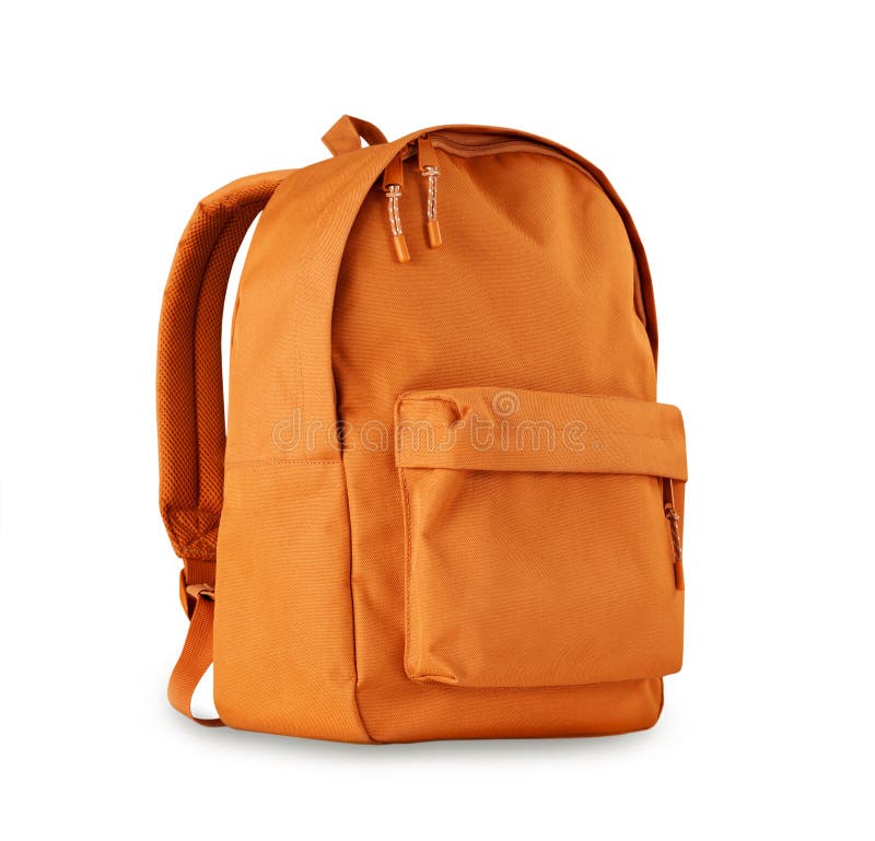 Orange Backpack Isolated with Shadow on White Background. Schoolbag ...