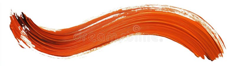 A Single Orange Brushstroke with a Textured Finish, Isolated on a Clear ...