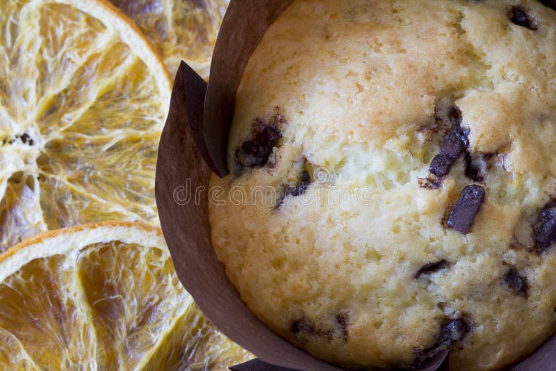Single Orange and Chocolate Muffin from Above Stock Image - Image of ...