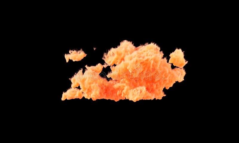 Single Orange Cloud Formation, Isolated Cloud on Black Bakground, 3d ...
