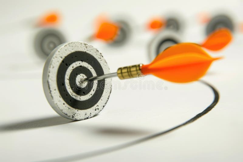 A Single Orange Dart Successfully Hits Its Mark on a Target, with Other ...