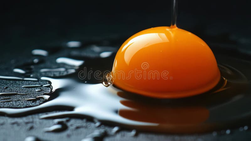 A Single Orange Egg Resting on the Surface of a Small Puddle of Water ...