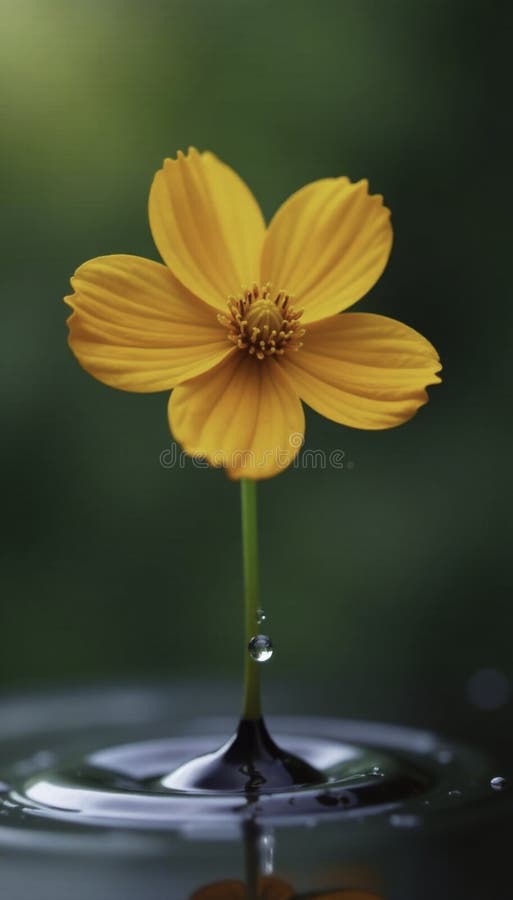 Single Orange Flower Dropping a Drop of Water, Drop, Floral Stock ...