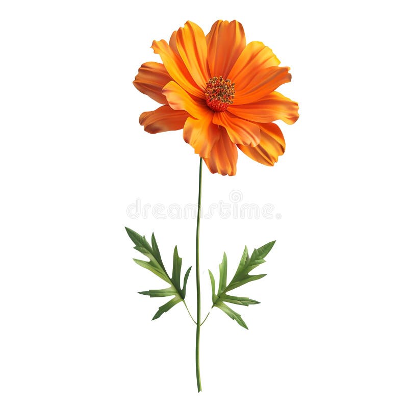 Single Orange Flower Isolated on White Background Stock Image ...