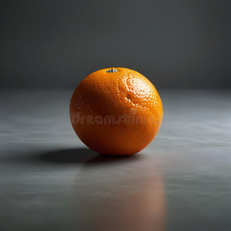 Single Orange on a Gray Background, a Single Orange Set Against a Gray ...