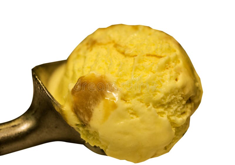 Single Orange Ice Cream Scoop Isolated on White Background Stock Photo ...