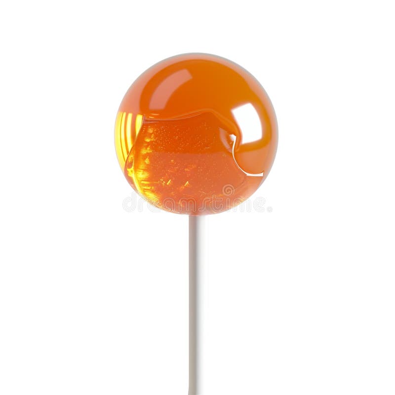 A Single Orange Lollipop on a White Background Stock Image ...