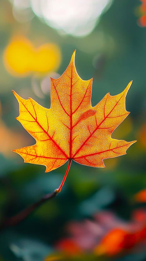 A Single Orange Maple Leaf on a Branch in the Sunlight Stock Image ...