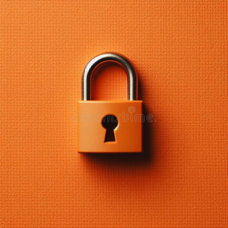A Single Orange Padlock on an Orange Textured Background, Representing ...