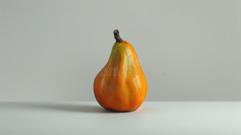 A Single Orange Pear Sitting on a White Surface Stock Image - Image of ...