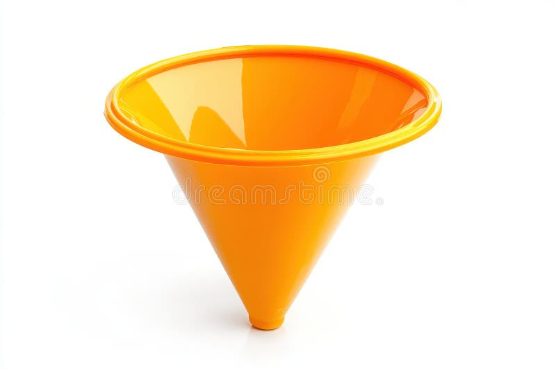 A Single Orange Plastic Funnel Isolated on White Background Stock ...