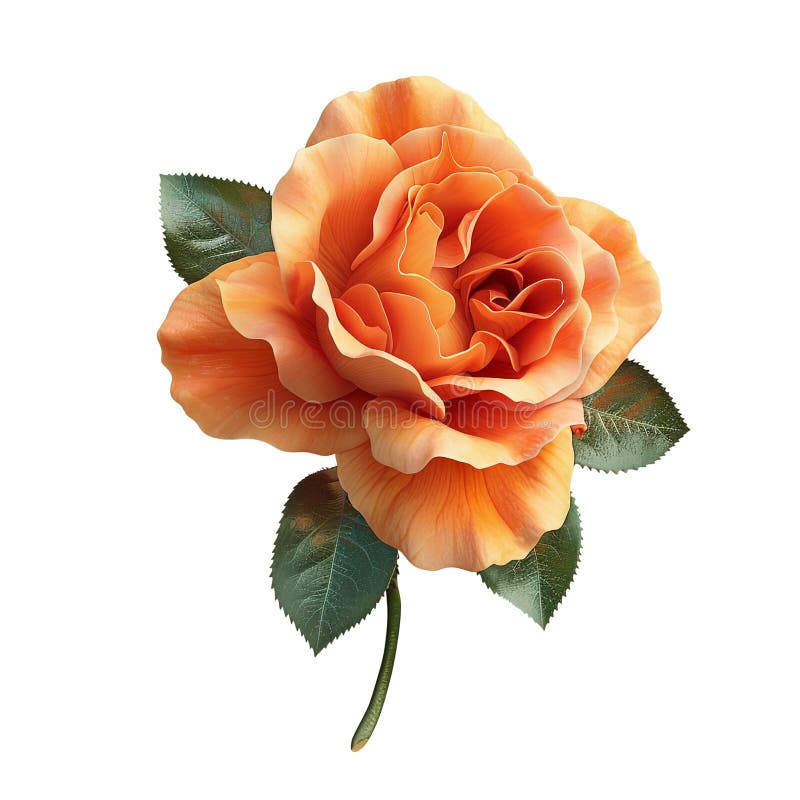 A Single Orange Rose stock illustration. Illustration of orange - 349331698