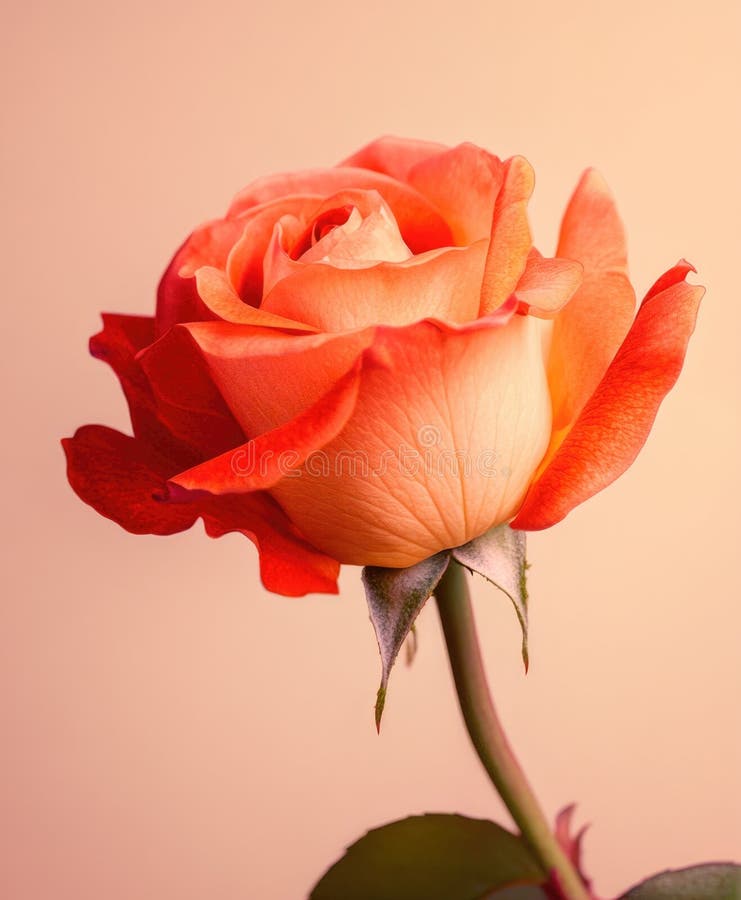 A Single Orange Rose is Standing Upright Stock Photo - Image of nature ...