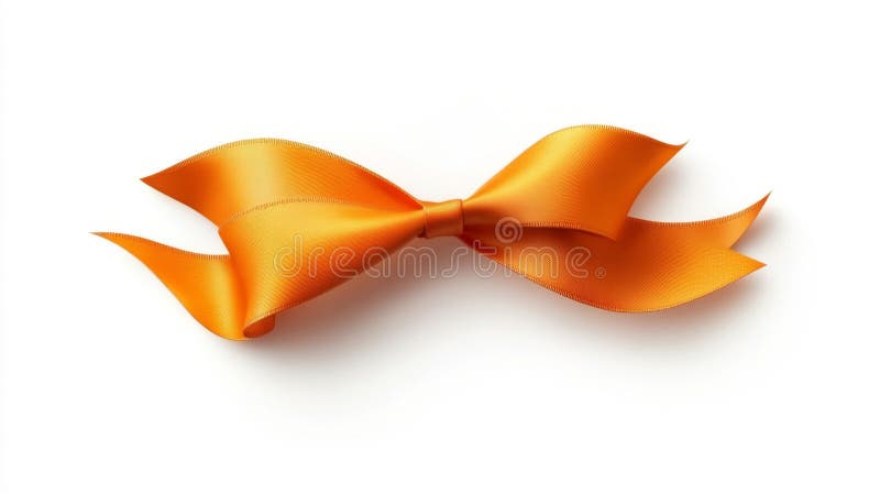 A Single Orange Satin Ribbon Bow Isolated on White Stock Illustration ...