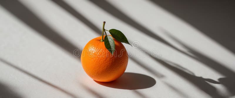A Single Orange with a Shadow on a White Surface. Stock Image - Image ...