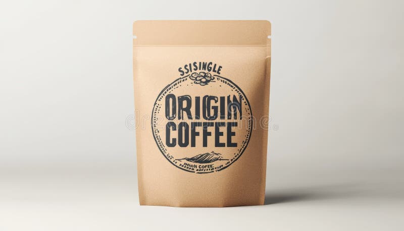 Single Origin Coffee Package Mockup. Blank Kraft Bag with Valve and ...