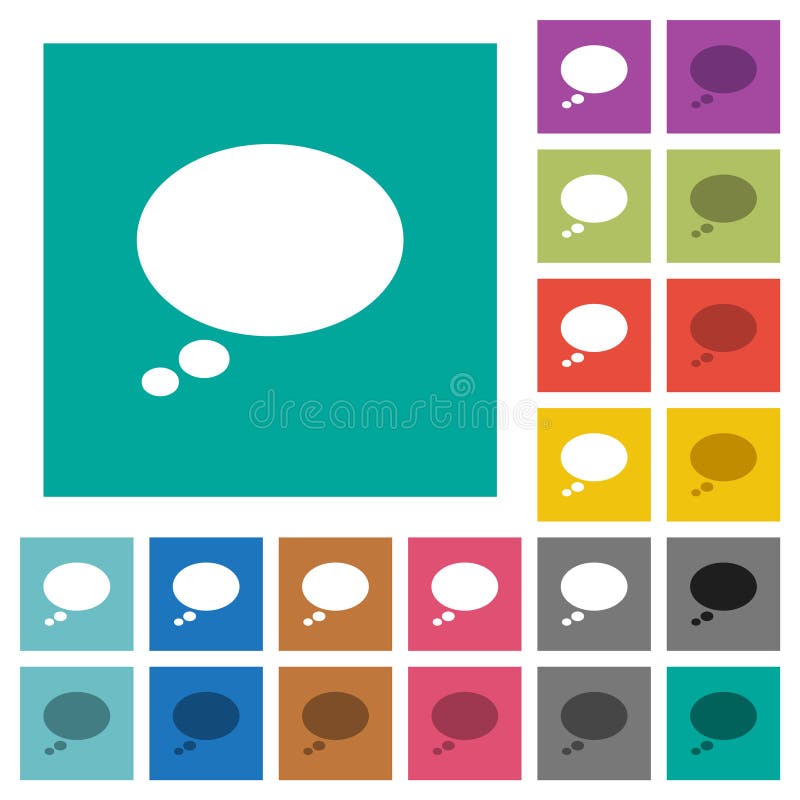 Single Oval Thought Bubble Solid Square Flat Multi Colored Icons Stock ...