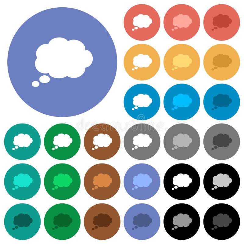 Single Oval Thought Cloud Solid Round Flat Multi Colored Icons Stock Vector - Illustration of ...