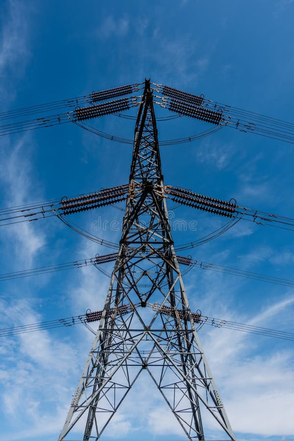 Single Overhead Line Power Pylon Stock Photo - Image of mast, renewable ...