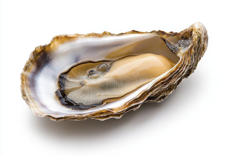 Single Oyster Shell Close Up on White Background Stock Illustration ...