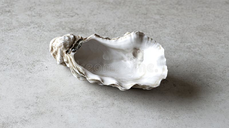 Single Oyster Shell Styled Light Gray Concrete Surface Stock Photos ...