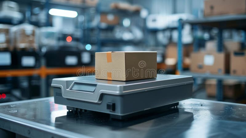 Single Package on Industrial Scale in Warehouse Setting Stock Image ...