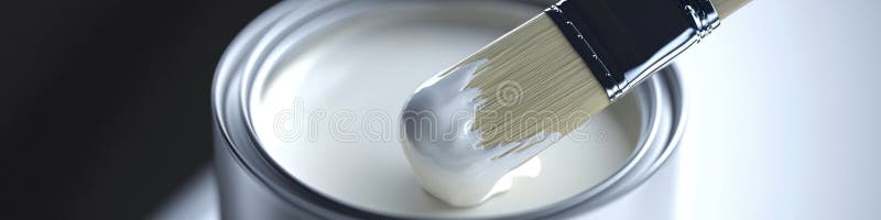 A Single Paint Brush Stored Inside a Container Filled with White Paint ...