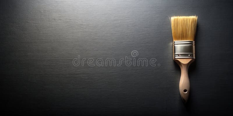 A Single Paintbrush on a Dark Textured Surface Ready for a New Project ...