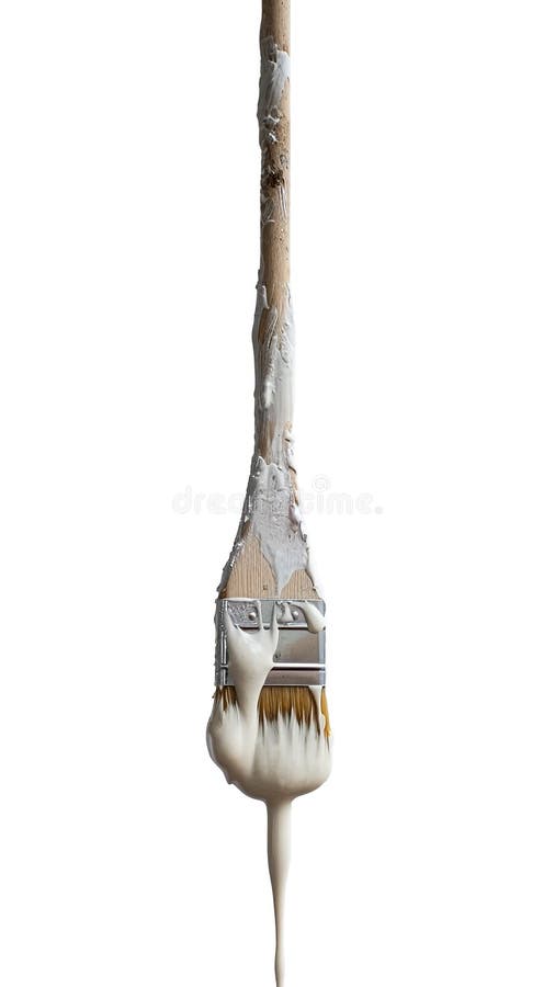 Single Paintbrush with White Ink Suspended in Mid-Air. Artistic ...