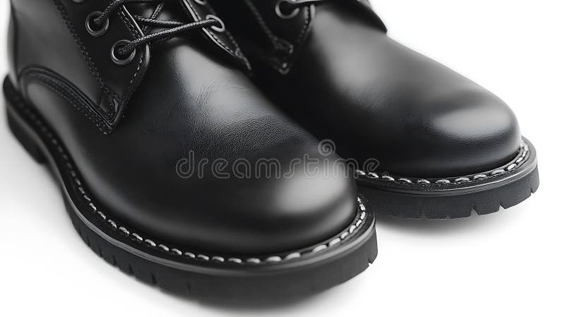 Single Pair Black Leather Boots Stock Illustration - Illustration of ...