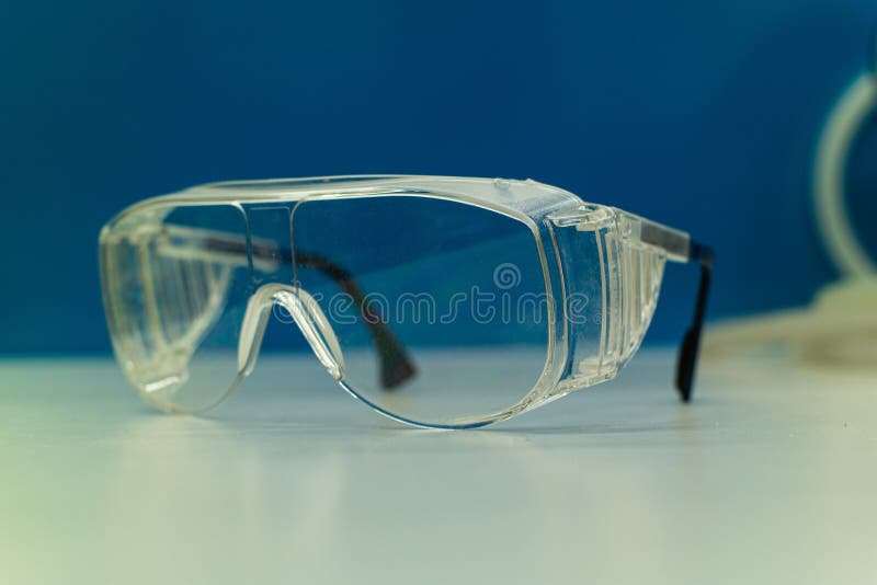 Single Pair of Clear Protection Goggles on a Table Inside a Science ...
