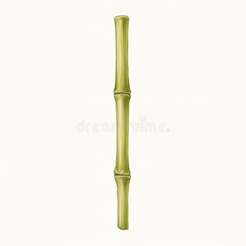 Single Pale Green Bamboo Stem Watercolor Illustration Stock ...