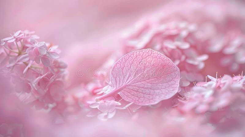Single Pale Pink Petal in Focus, Dreamy Blur of Soft Pink Hydrangea ...