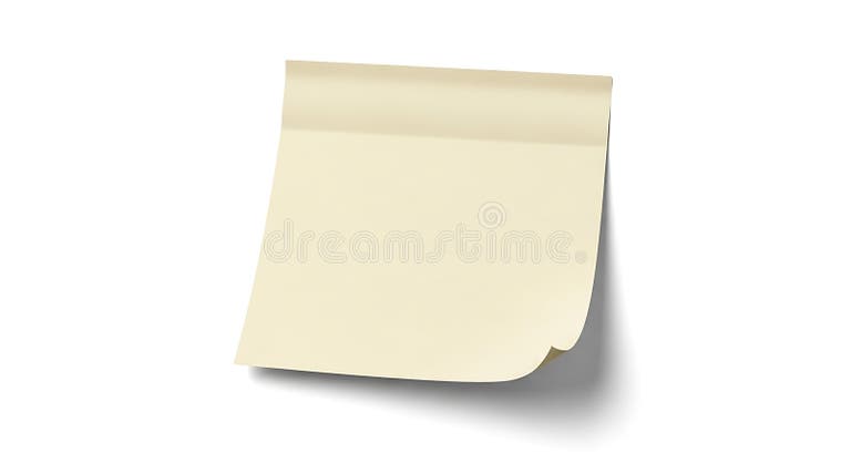 A Single Pale Yellow Sticky Note with a Curled Bottom Corner Casts a ...