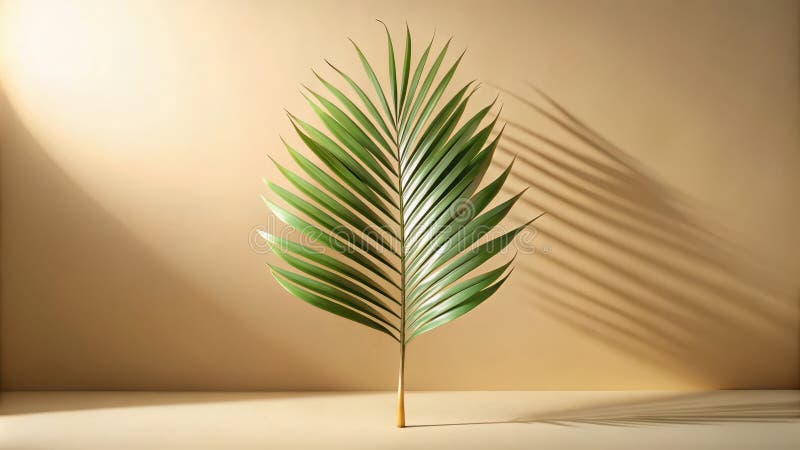Single Palm Frond Against a Neutral Backdrop Illuminated by Sunlight ...