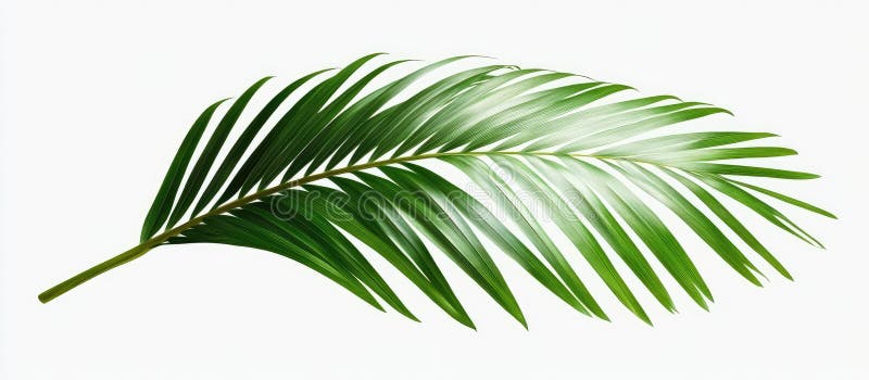 Single Palm Frond with Long, Green Leaves Isolated on White Background ...