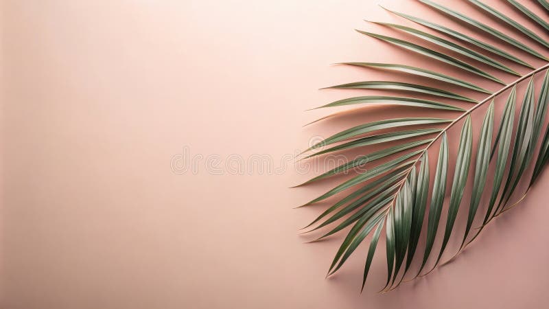 A Single Palm Frond on a Soft Pink Background, Ideal for Minimalist ...