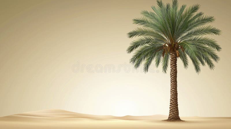 Single Palm Tree in Beige Desert Landscape Under Soft Light Stock ...