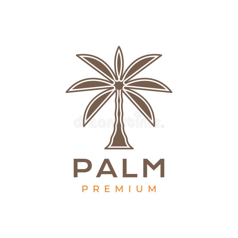 Single Palm Tree Coconut Trees Flat Vintage Simple Logo Design Vector ...