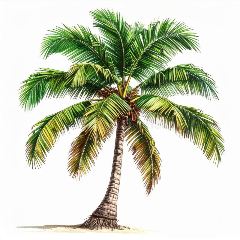 Single Palm Tree Illustration on White Background Stock Illustration ...