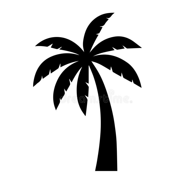 Single Palm Tree Silhouette, Abstract Tropical Black Vector Stock ...