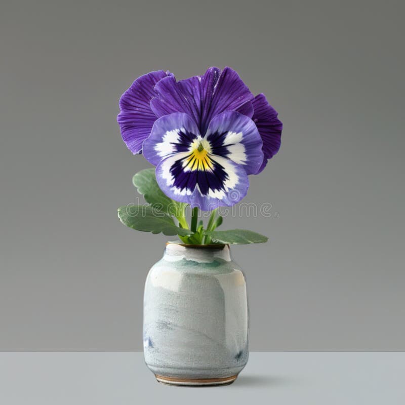 Single Pansy Flower in a Ceramic Vase. Still Life with Springtime ...