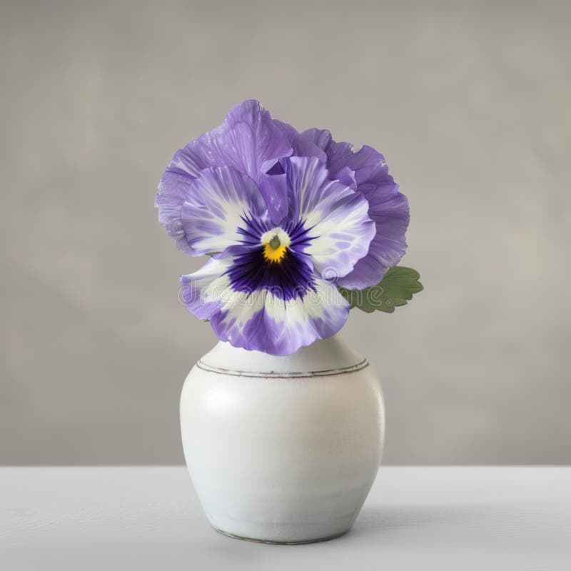 Single Pansy Flower in a Ceramic Vase. Still Life with Springtime ...