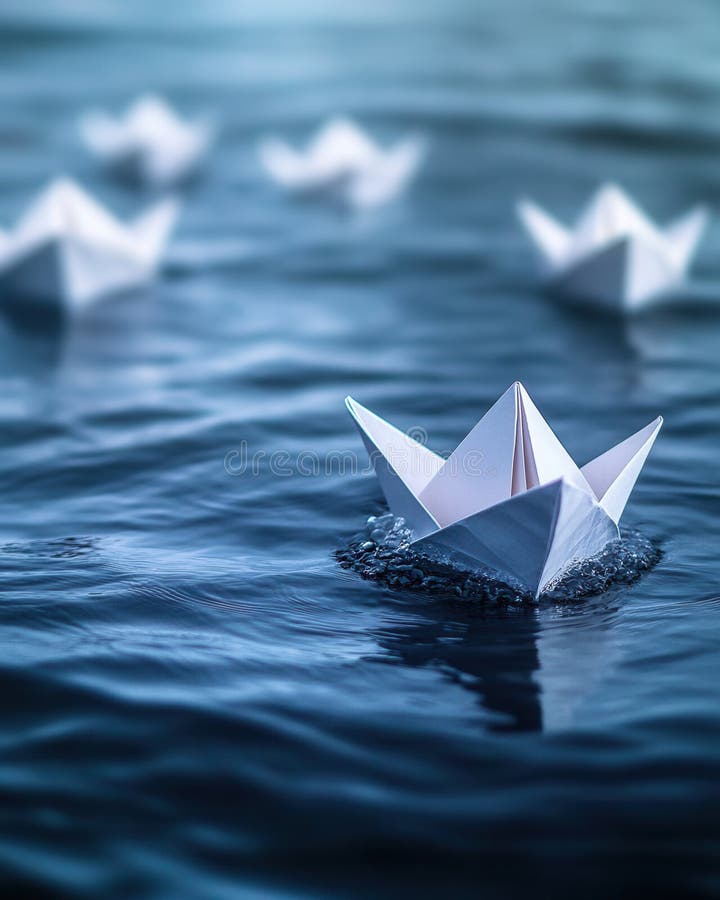 Single Paper Boat Makes a Sharp Turn Against the Current while Others ...