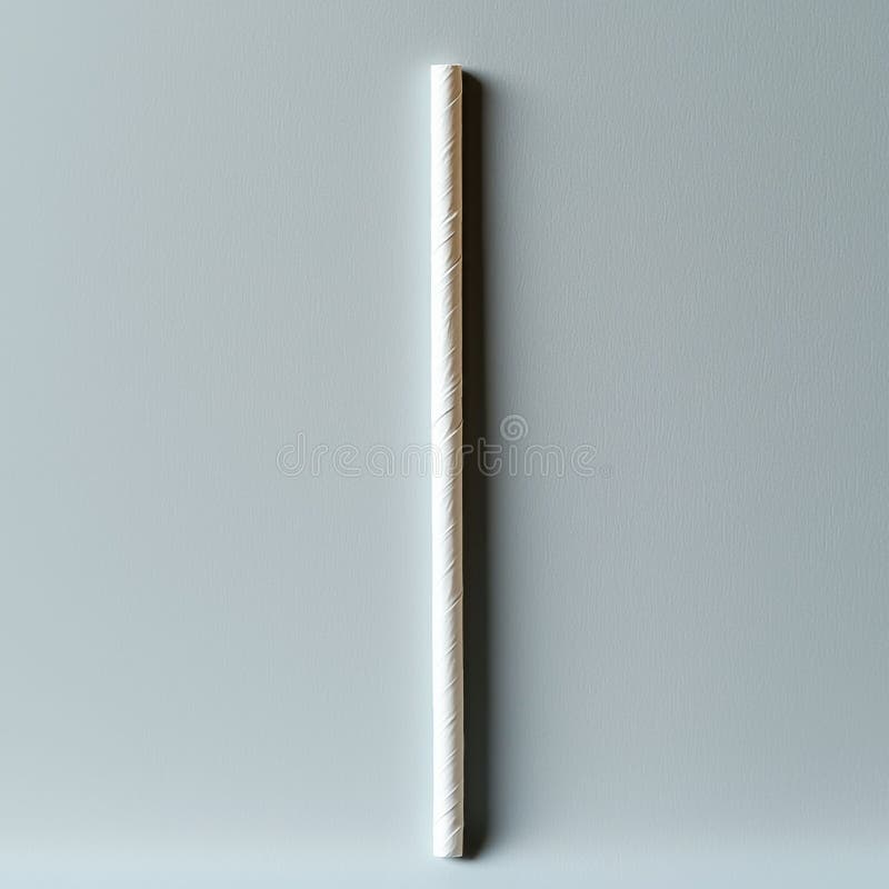 Single Paper Straw on Plain White Background, Showcasing Simplicity ...
