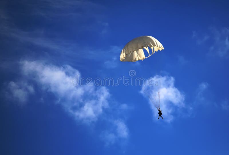 Parachute Jumper after Landing Stock Image - Image of jumping, canopy ...