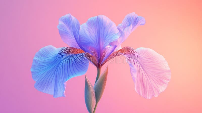 A Single Pastel Blue Iris Flower Bloom Stock Illustration ...