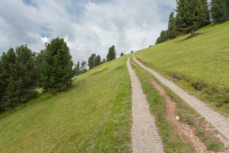 A Single Path Long a Slope in the Dolomites Stock Image - Image of ...