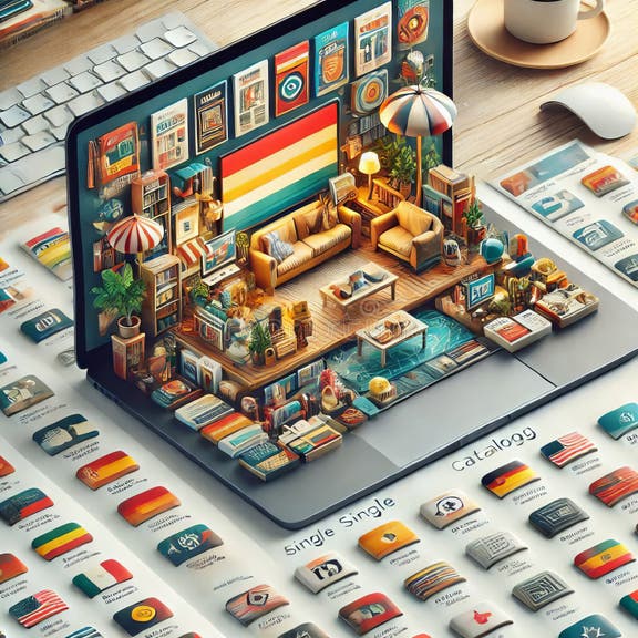 A Single PDF Catalog Available in Multiple Languages for Intern Stock Illustration ...