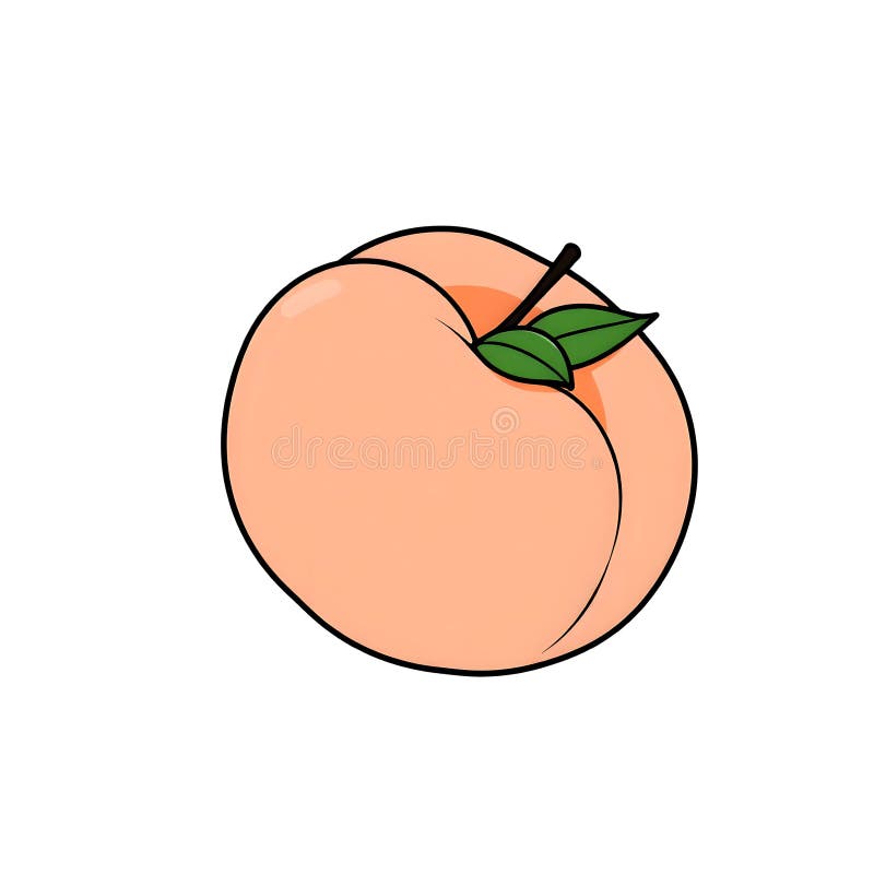 Single Peach Illustration Cartoon Style Stock Illustration ...
